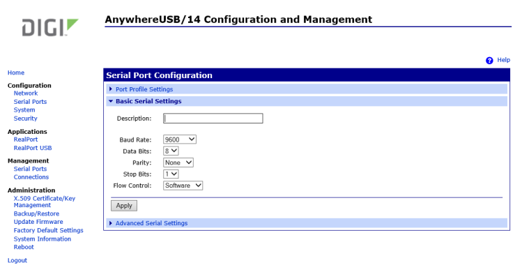 Basic serial setting