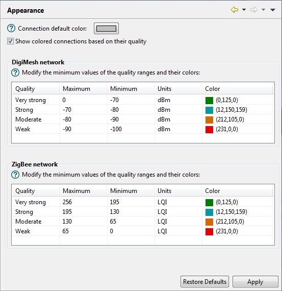 Set network appearance preferences