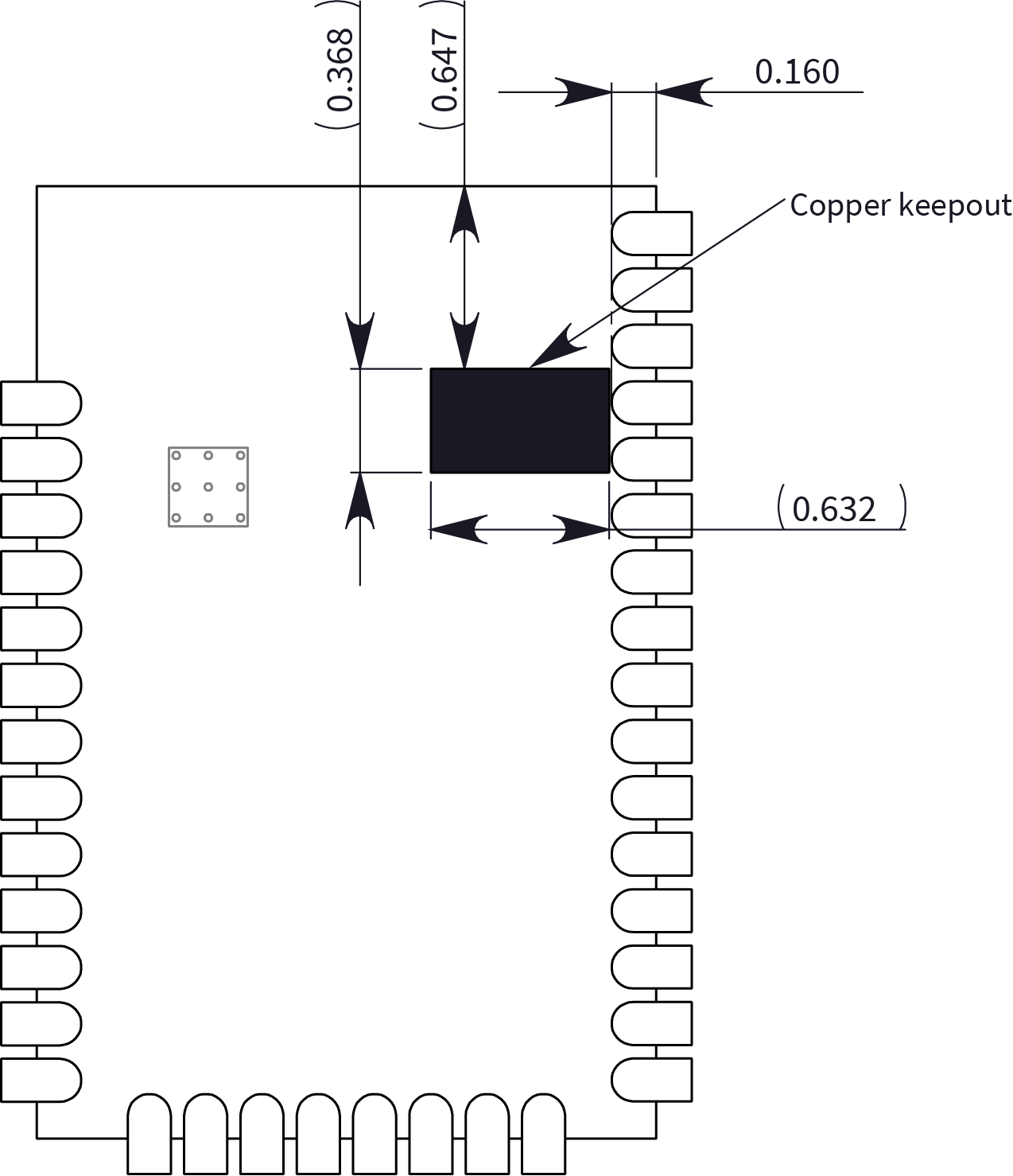 Recommended footprint and keepout