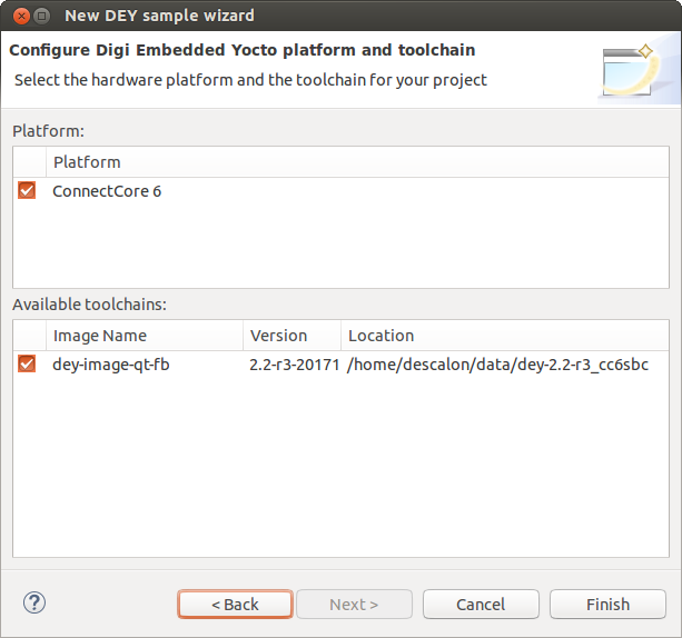 Create a new DEY sample project
