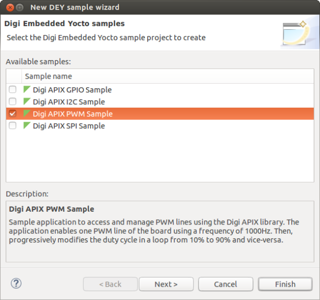Create a new DEY sample project