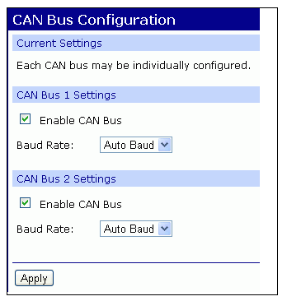 Configure CAN bus baud rate (CAN bus simulator use only)