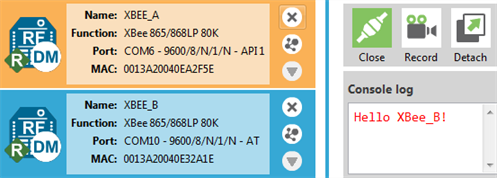 Send an API Tx frame from an XBee module to another module