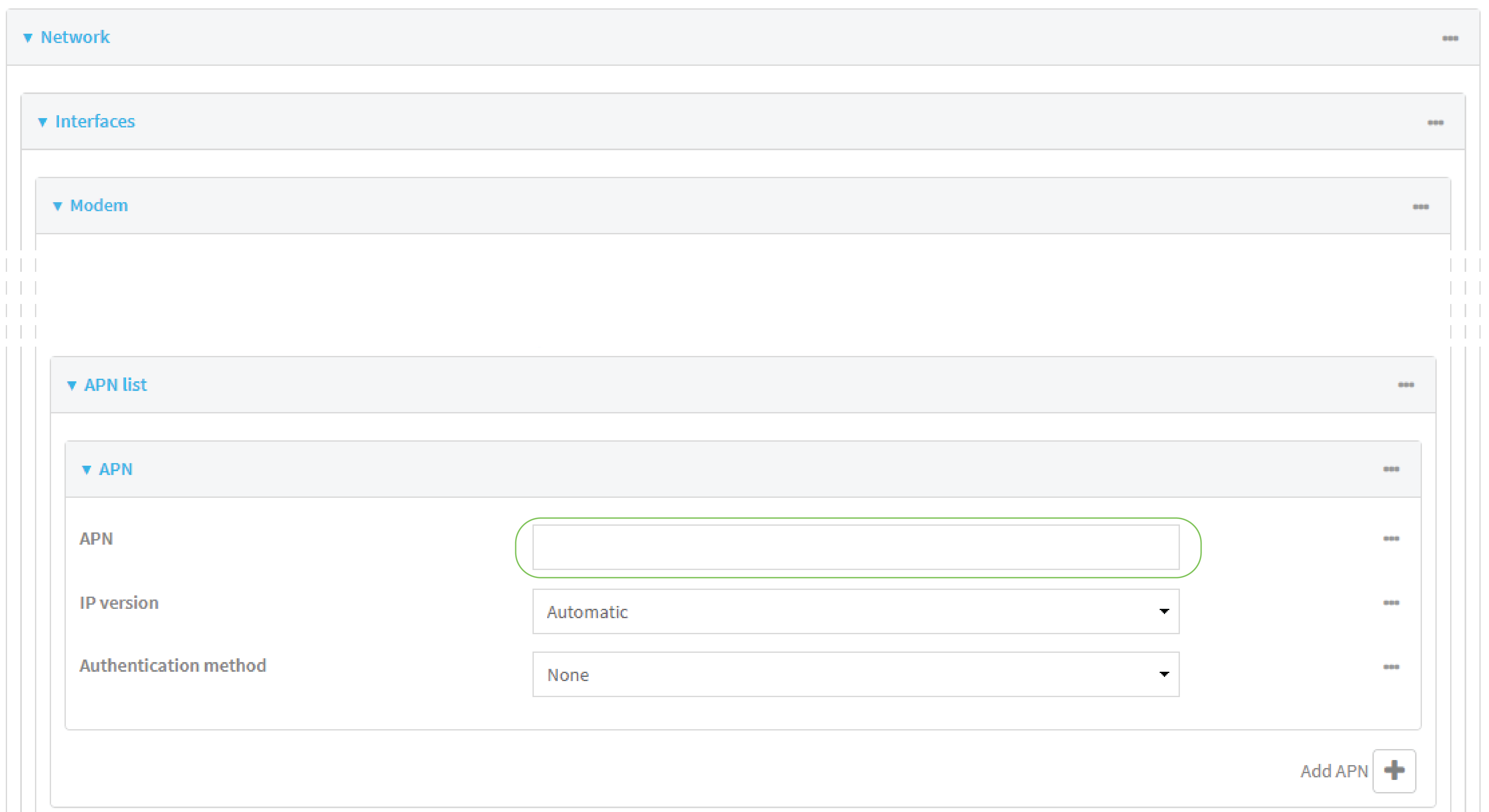 Configure cellular modem APNs