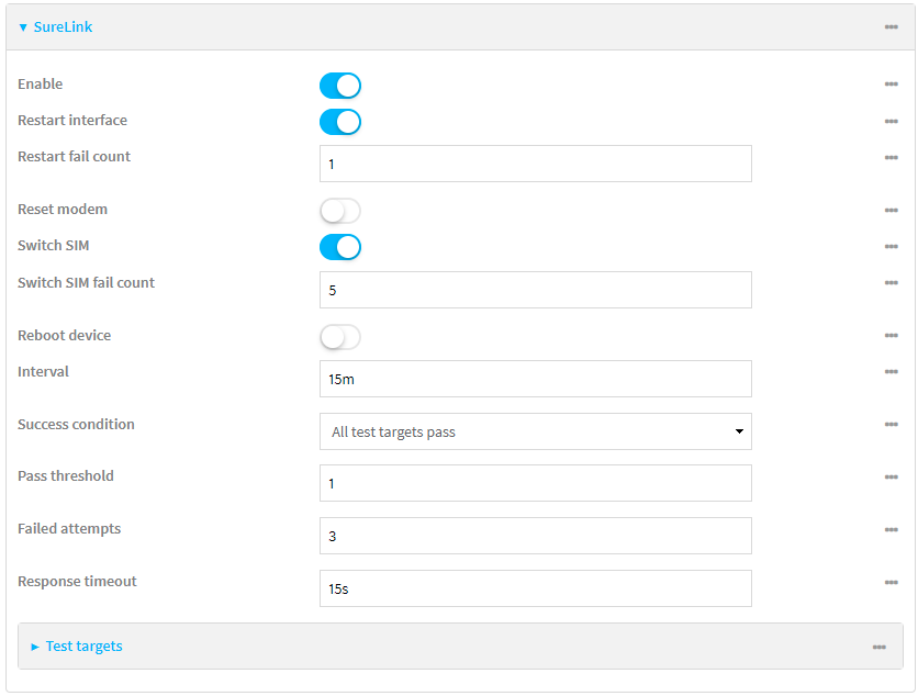 Configure the device to reboot when a failure is detected