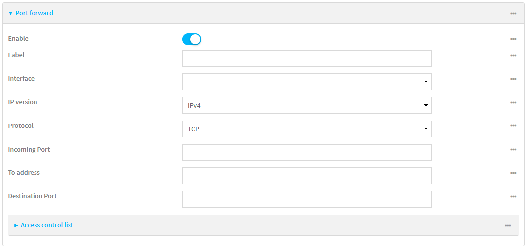 Configure port forwarding