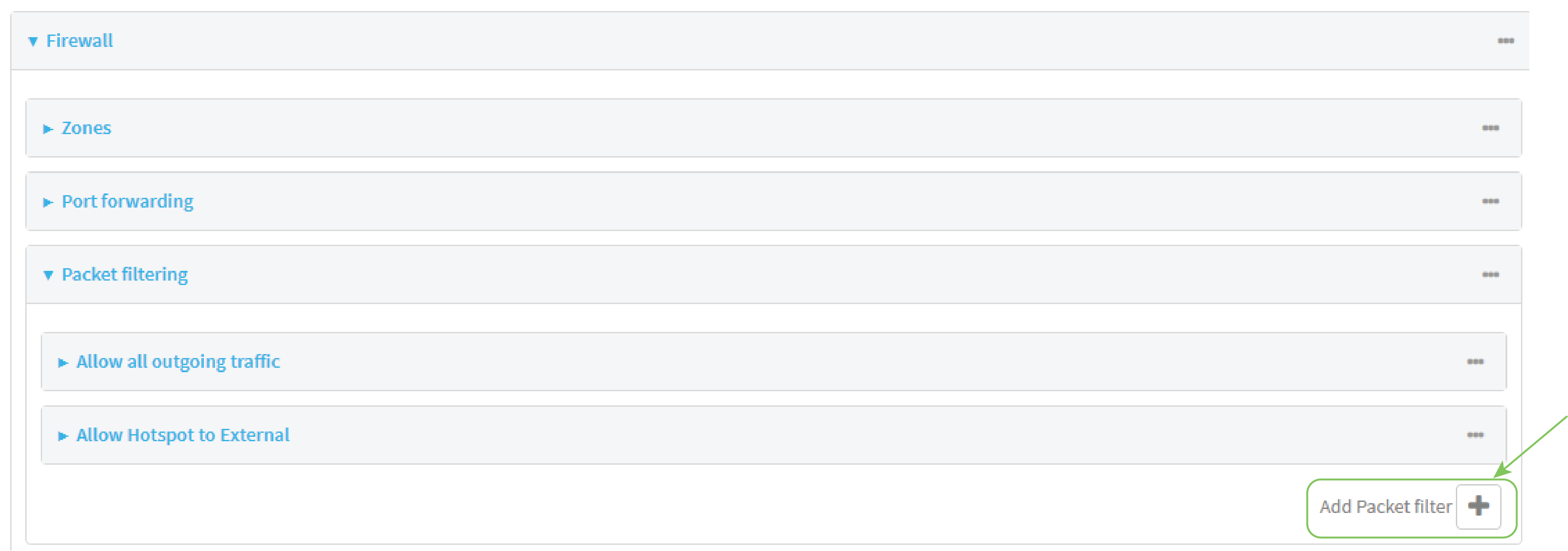 Configure packet filtering