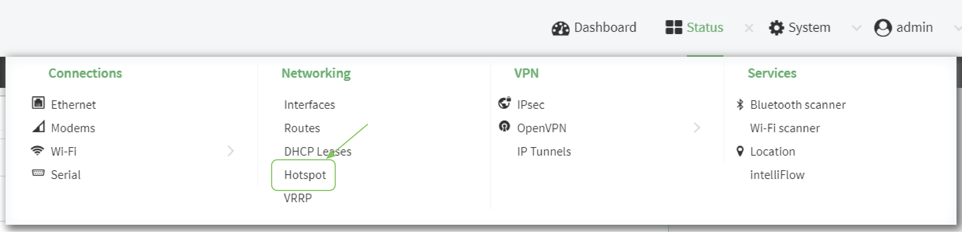 Show hotspot status and statistics