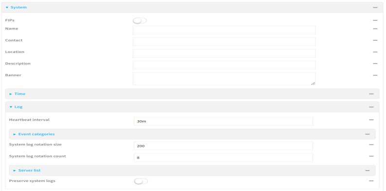 Configure options for the event and system logs