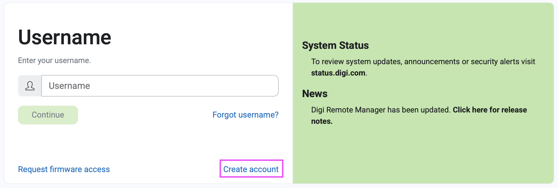 Quick start | New Digi Remote Manager account creation