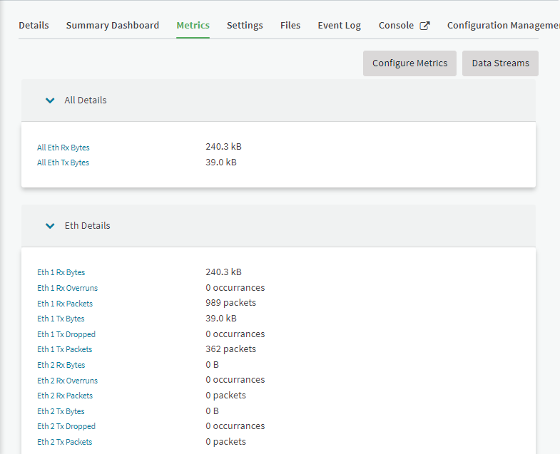 View and manage device metrics