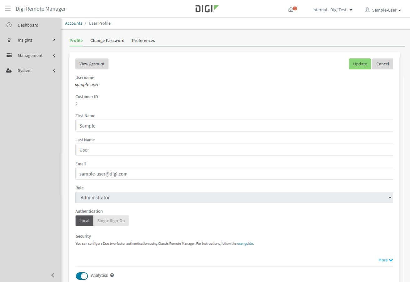 Set your user preferences
