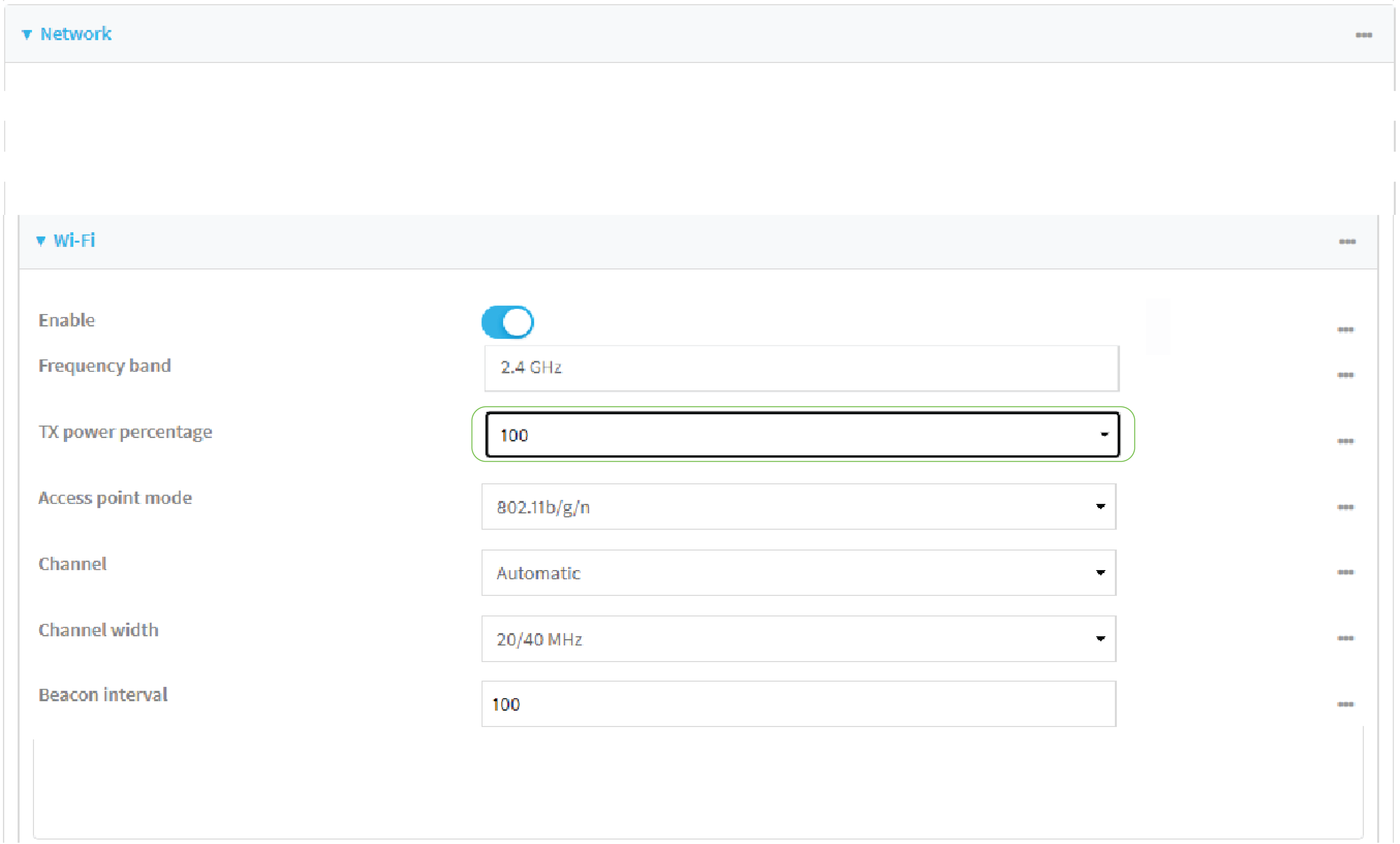 Configure the Wi-Fi radio's transmit power