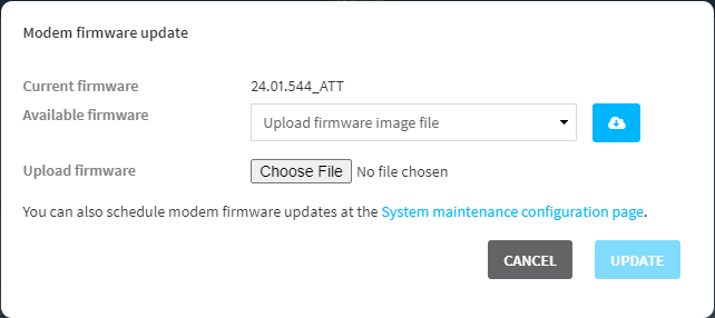 Upgrade cellular modem firmware