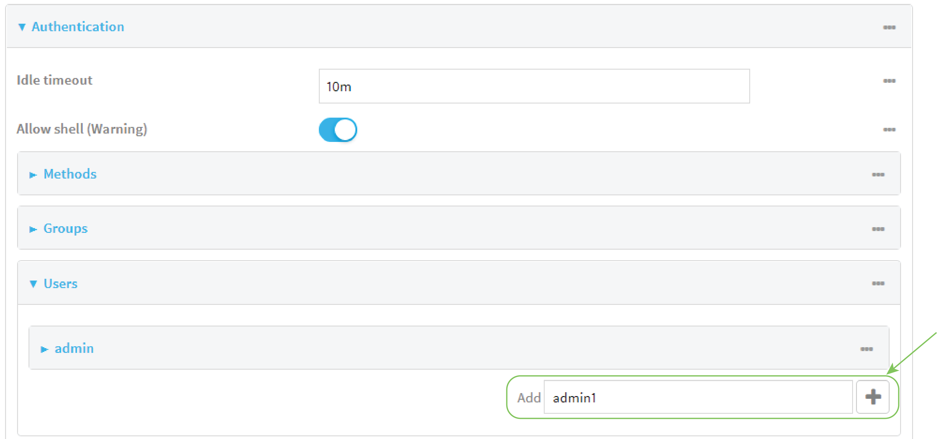 Example user configuration