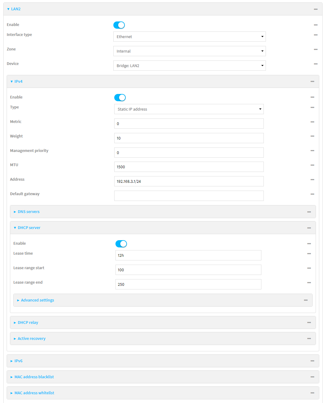 Example: Configure two LANs