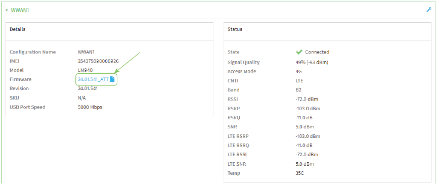 Upgrade cellular modem firmware