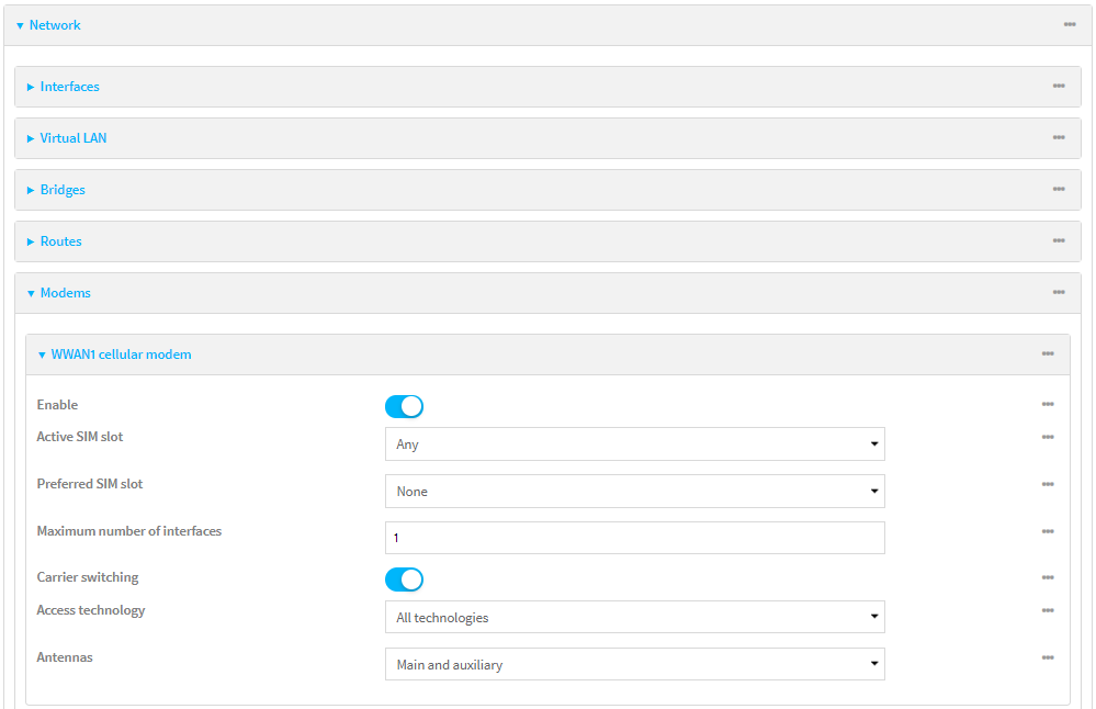 Configure cellular modem