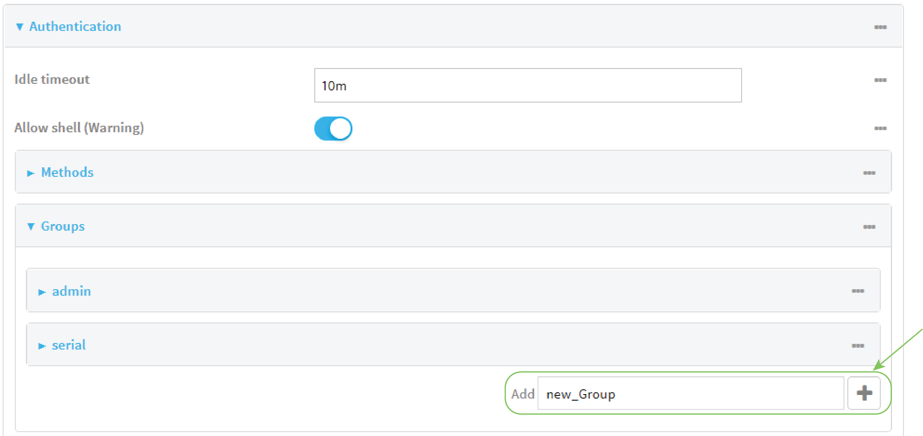 Add an authentication group
