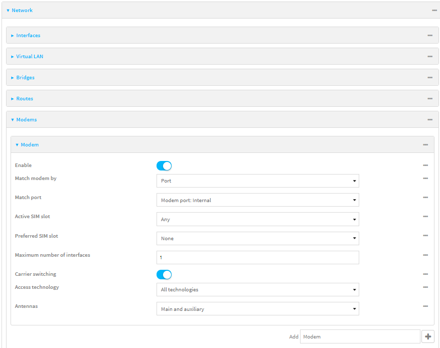 Configure cellular modem
