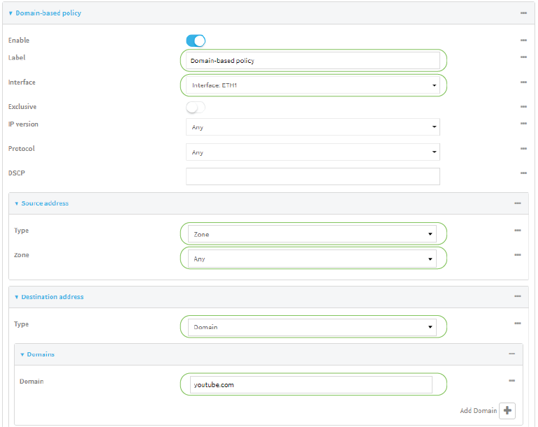 Example: Domain-based routing with dual WAN