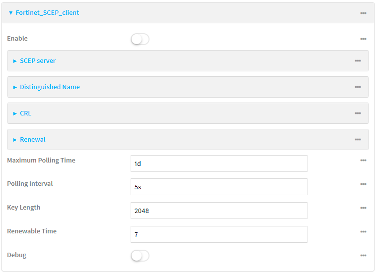Example: SCEP client configuration with Fortinet SCEP server