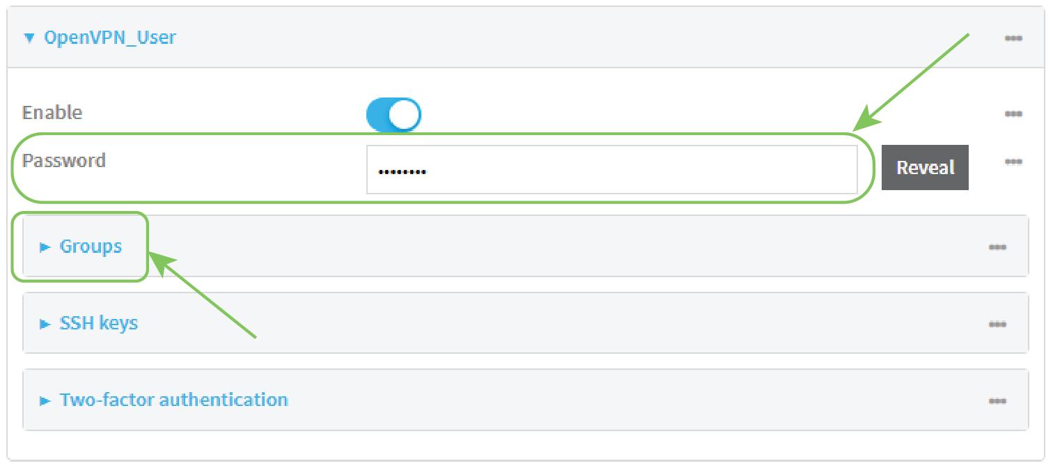 Configure an OpenVPN Authentication Group and User