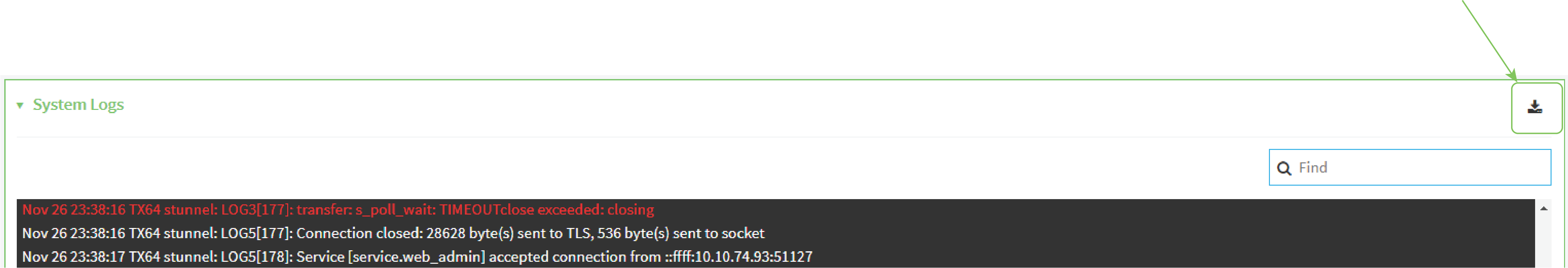 View system and event logs