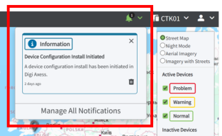 View notifications from the bell icon in the Digi Axess toolbar