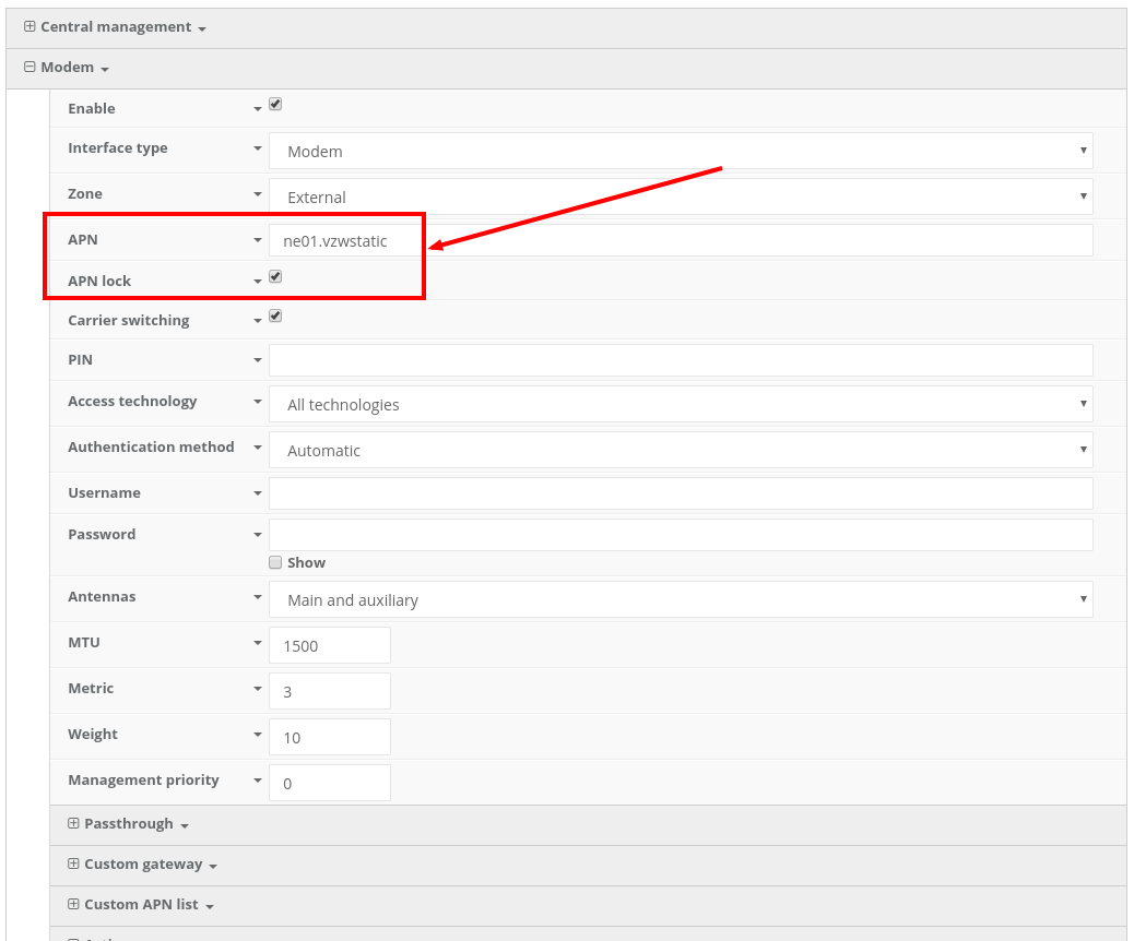 Verizon SIM with static APN registers but doesn't connect [RESOLVED]